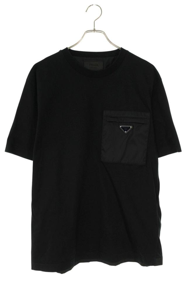 プラダ サイズ:L  UJN661 Re-Nylon切替三角ロゴプレートTシャツ 中古 OM10