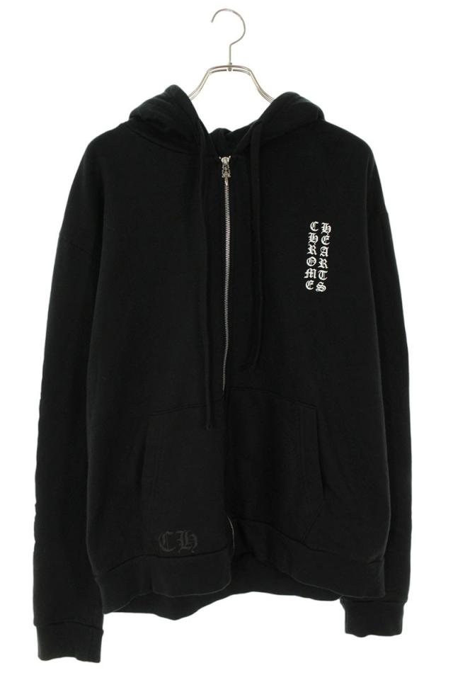 クロムハーツ サイズ:L  SWTSHRT HD ZIP アームロゴプリントジップアップパーカー 中古 NO05
