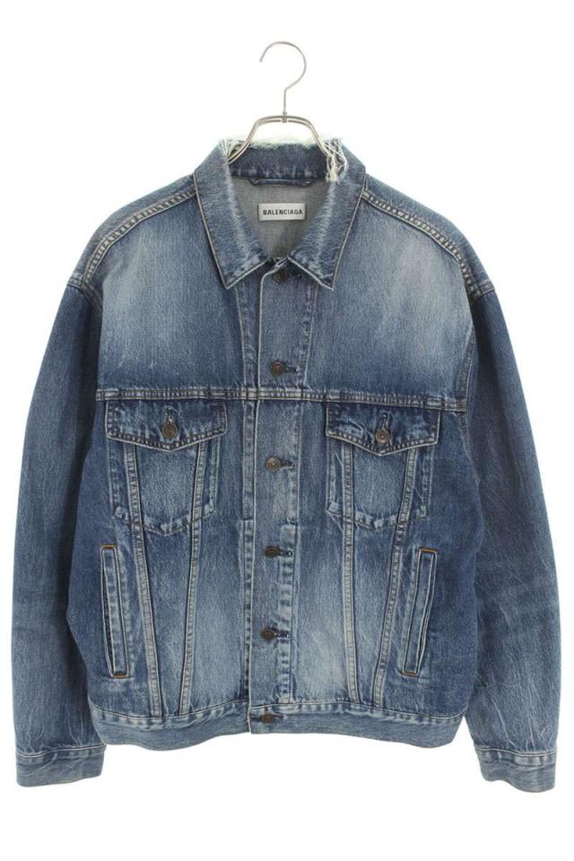 バレンシアガ サイズ:36  529177 TBP46 ダメージ加工バックロゴオーバーサイズデニムジャケット 中古 BS99