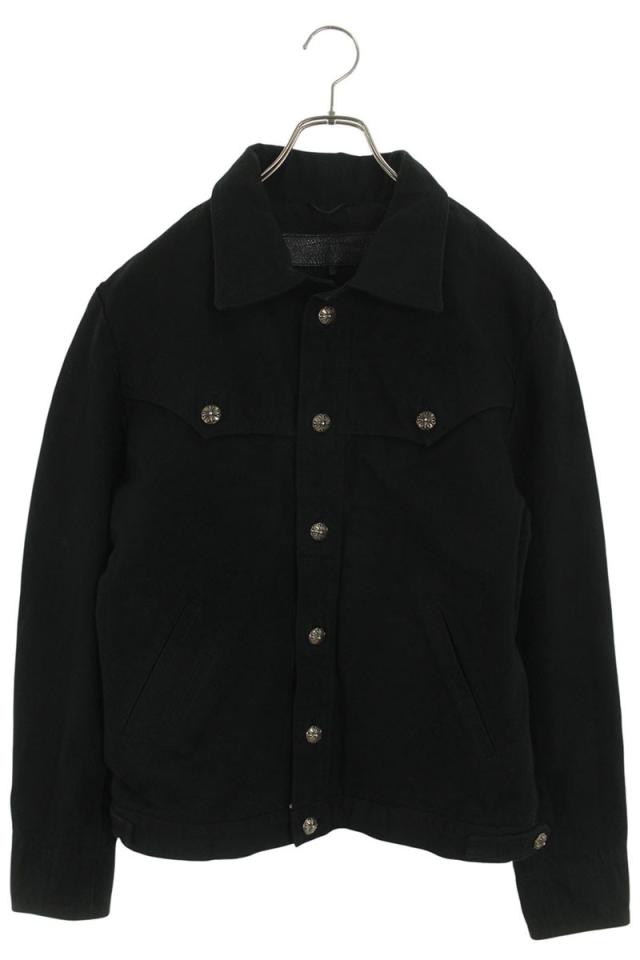 クロムハーツ サイズ:M  CLASSIC JEAN クラシックジーン 袖フローラルレザーパッチクロスボールボタンデニムジャケット 中古 GZ11