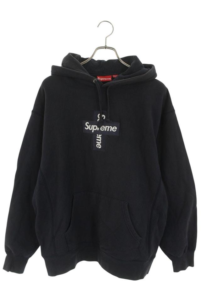 シュプリーム サイズ:L  Cross Box Logo Hooded Sweatshirt クロスボックスロゴフーデッドスウェットシャツパーカー 中古 OM10