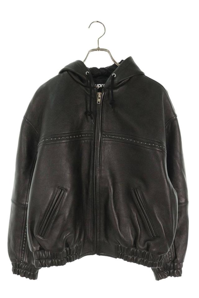 シュプリーム サイズ:S  25SS  Studded Hooded Leather Jacket スタッズフーデッドレザージャケット 中古 OM10
