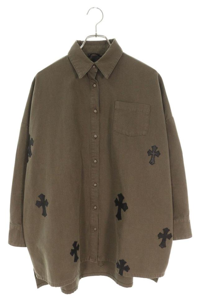 クロムハーツ サイズ:XS  MAHAL KITA クロスパッチクロスボタンオーバーサイズ長袖シャツ 中古 SJ02