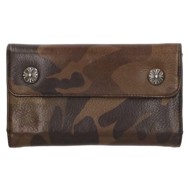 クロムハーツ   WAVE CROSS BALL ウェーブ クロスボールボタン迷彩カモレザーウォレット財布 中古 OK15
