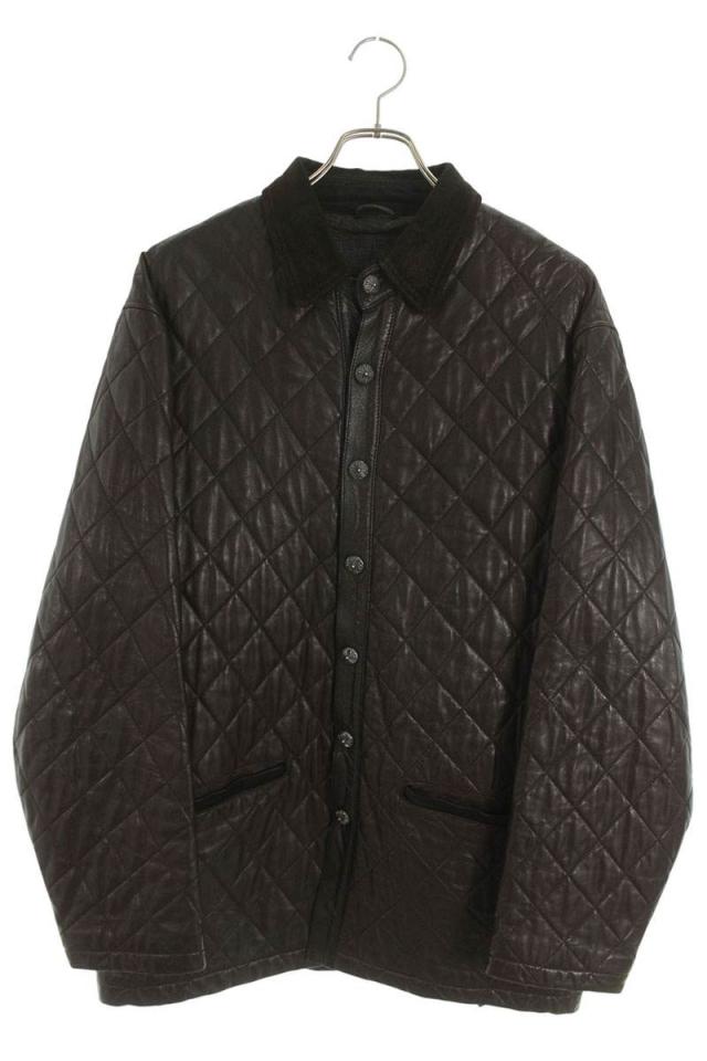 クロムハーツ サイズ:M カラー切り替えクロスボールキルティングレザーレザージャケット 中古 SJ02