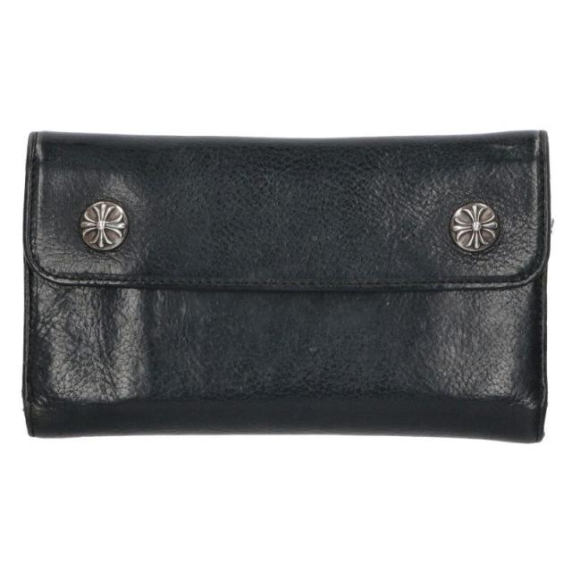 クロムハーツ   WAVE CROSS BALL ウェーブ クロスボールボタンレザーウォレット財布 中古 SJ02