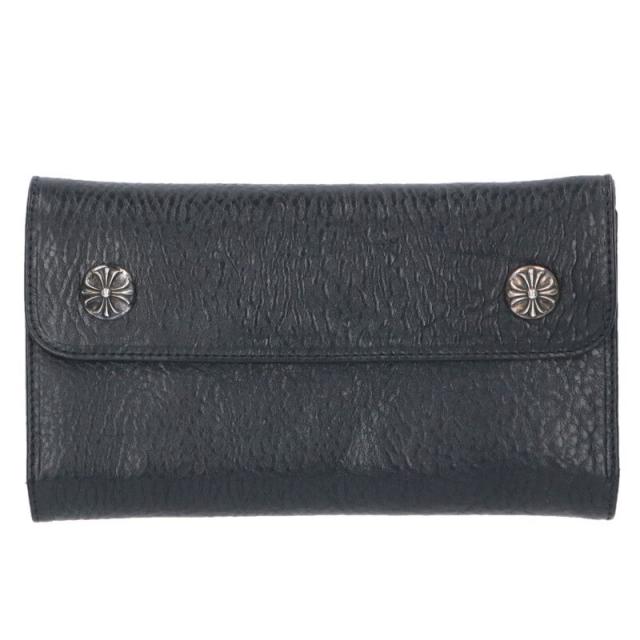 クロムハーツ   WAVE CROSS BALL ウェーブ クロスボールボタンレザーウォレット財布 中古 SS07