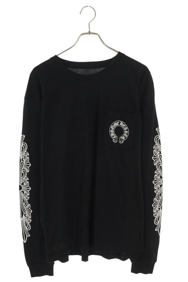 クロムハーツ サイズ:XL  CH L S 1 バックホースシュー袖フローラル長袖カットソー 中古 OS06