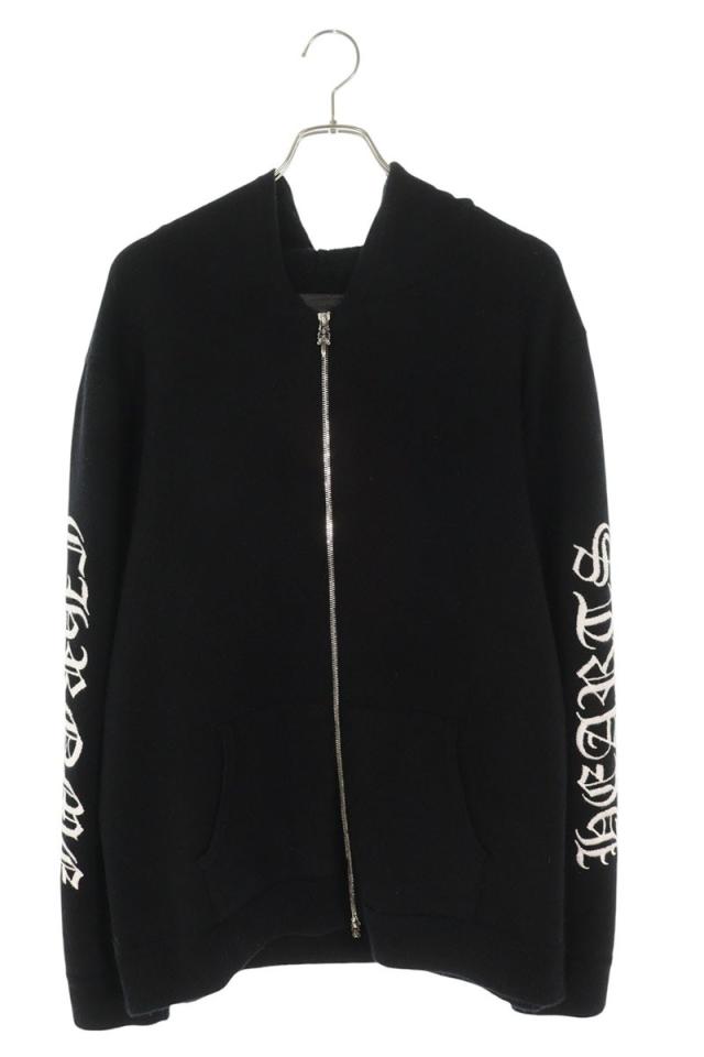クロムハーツ サイズ:XL アームロゴ刺繍カシミヤジップアップパーカー 中古 SJ02