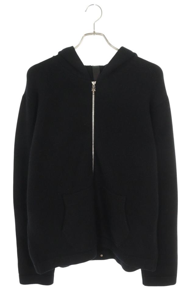 クロムハーツ サイズ:L  SAILIN ON ZIP HD セメタリークロスパッチカシミヤニットジップアップパーカー 中古 SS07