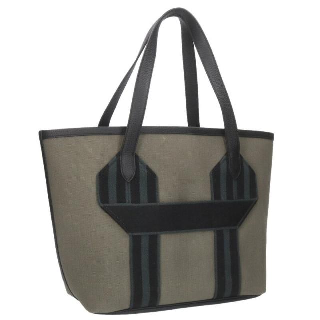 エルメス   ピュールサングルMM W刻印 レザーキャンバストートバッグ 中古 OM10