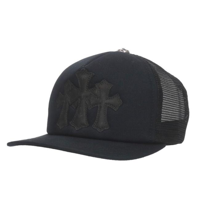 クロムハーツ   TRUCKER CAP トラッカーキャップ 3セメタリークロスレザーパッチメッシュ帽子 中古 SS07