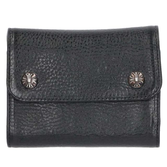クロムハーツ   WAVE MINI ウェーブミニ クロスボールボタンレザーウォレット財布 中古 OS06