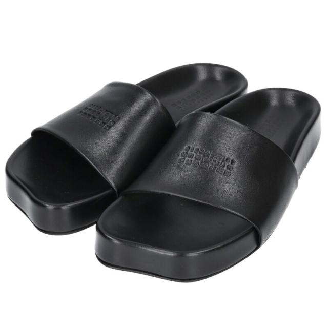 エムエムシックス サイズ:43  SH3WP0003 エンボスロゴレザーサンダル 中古 BS99