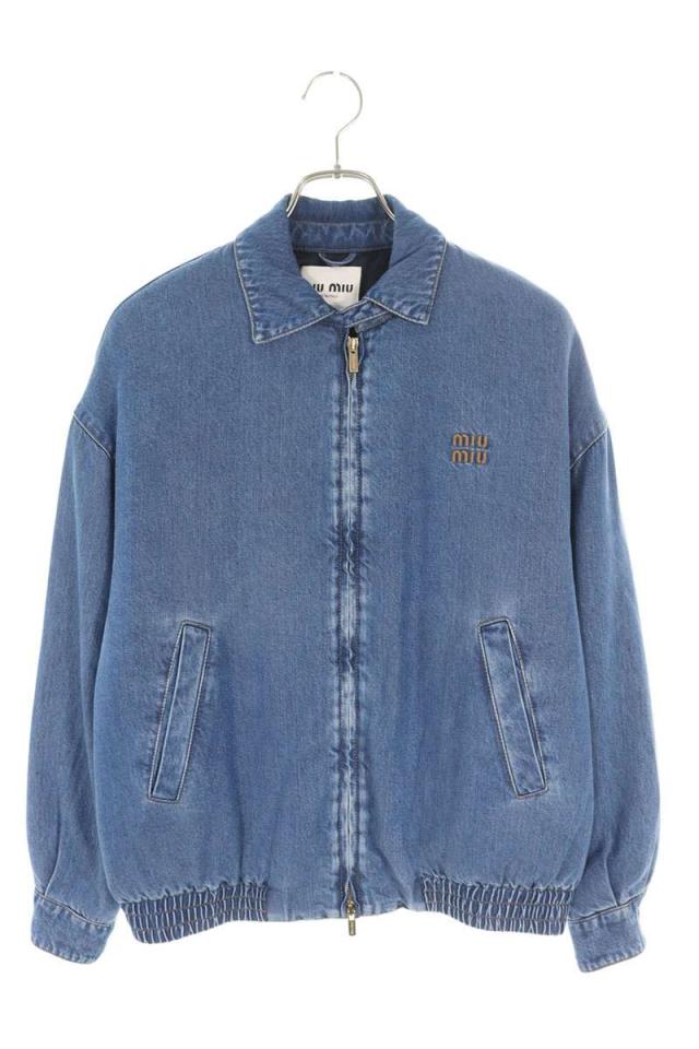 ミュウミュウ サイズ:36  24AW  GWB219 ロゴ刺繍中綿入りボンバージャケットブルゾン 中古 OM10