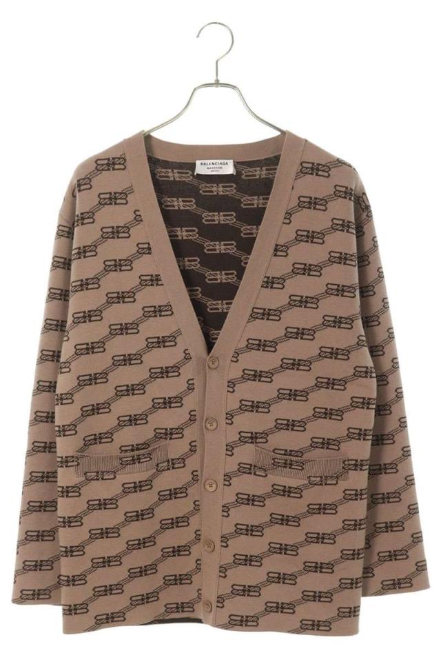 バレンシアガ サイズ:1  704561 T3253 BBロゴ総柄カーディガン 中古 OM10