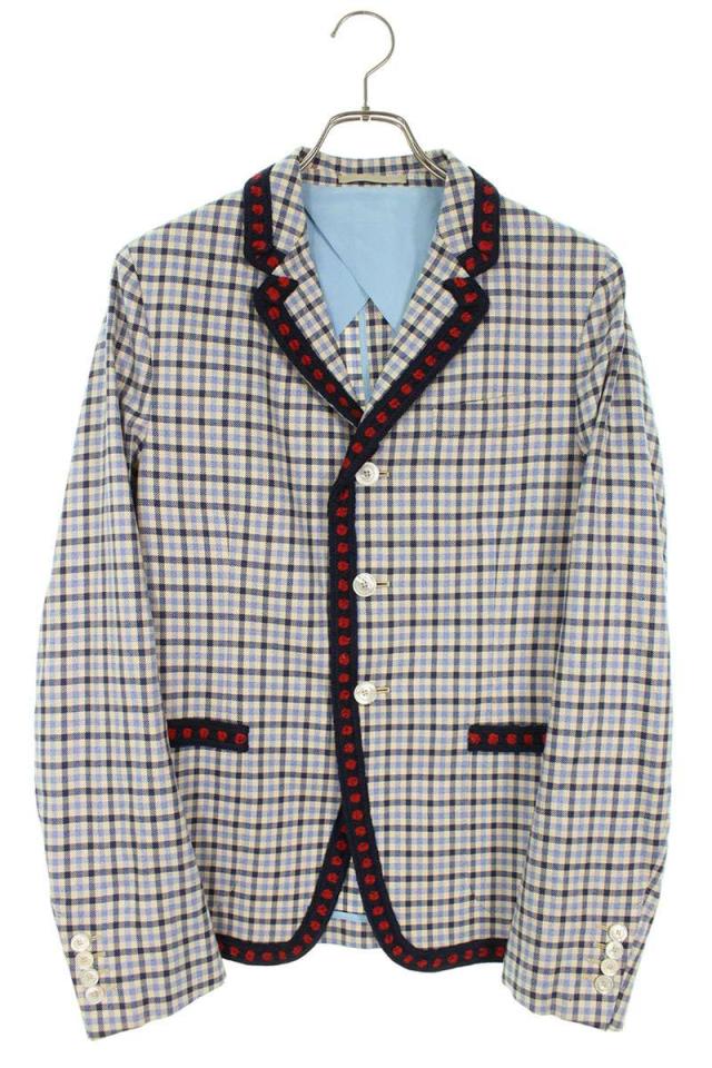 グッチ サイズ:46  16SS  409698 Z3961 クロシェットトリム チェックツイルジャケット 中古 BS99