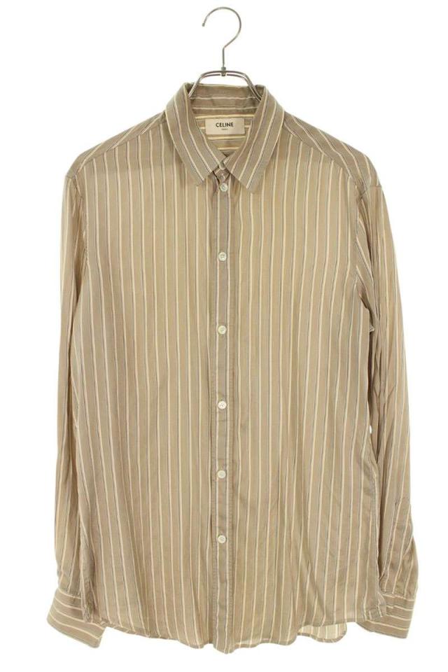 セリーヌ サイズ:39  2C239080I ストライプシルク長袖シャツ 中古 BS99