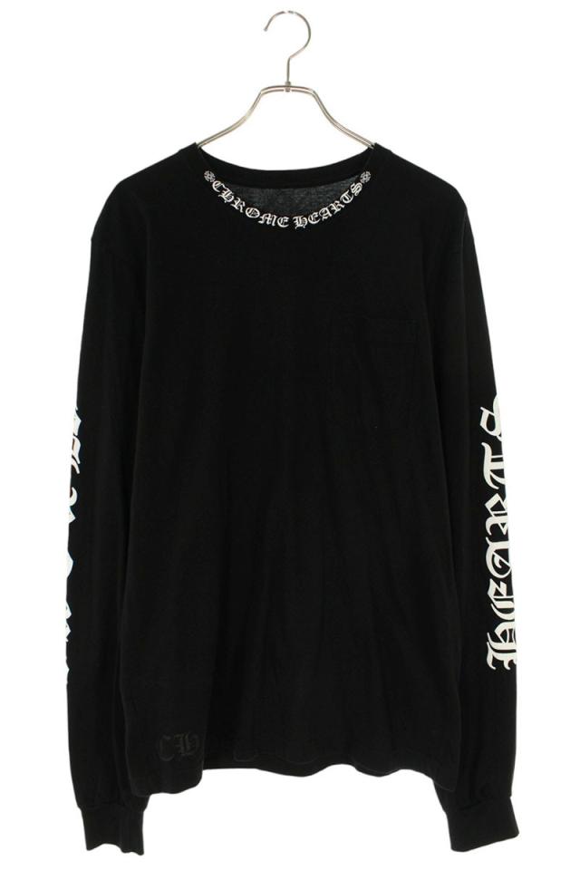 クロムハーツ サイズ:L  CH L S  1 ネックロゴプリント長袖カットソー 中古 SJ02