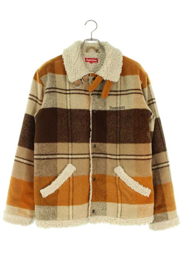 シュプリーム サイズ:M  17AW  Plaid Shearling Bomber Jacket チェックシャーリングボンバージャケットブルゾン 中古 OM10