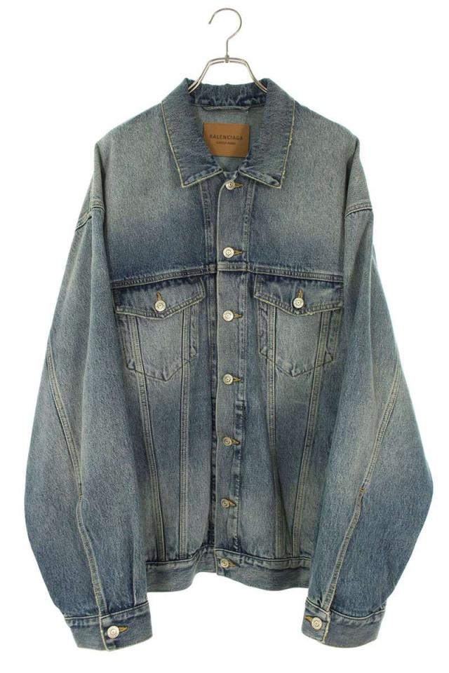 バレンシアガ サイズ:1  773615 THW25 ユーズド加工オーバーサイズデニムジャケット 中古 OM10