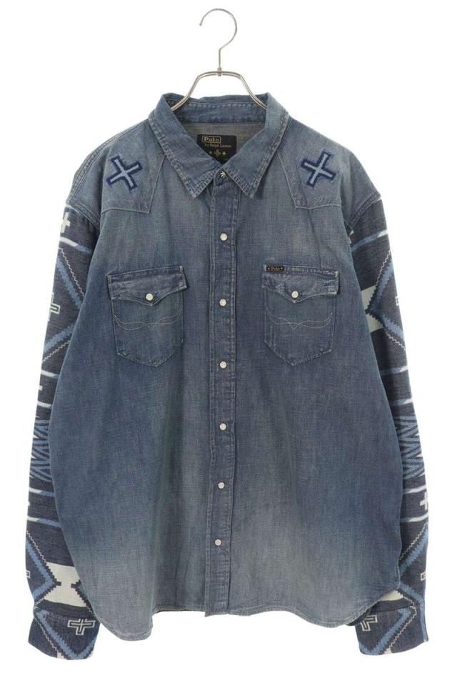 ポロラルフローレン サイズ:XXL Naiomi Glassesネイティブ柄切替長袖シャツ 中古 BS99