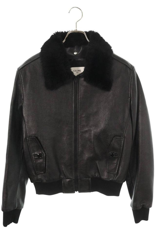 セリーヌ サイズ:48  2EG40280D ファーアビエーターレザージャケット 中古 SS13