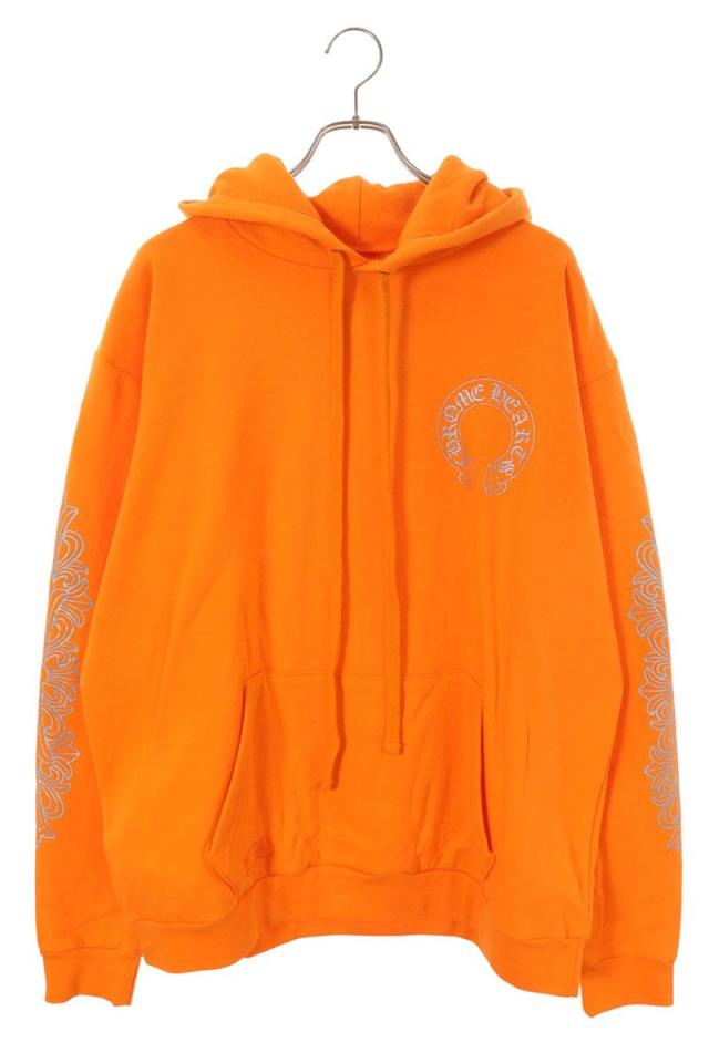 クロムハーツ サイズ:XL  SWTSHRT PLV 袖フローラルバックホースシュープリントパーカー 中古 SJ02