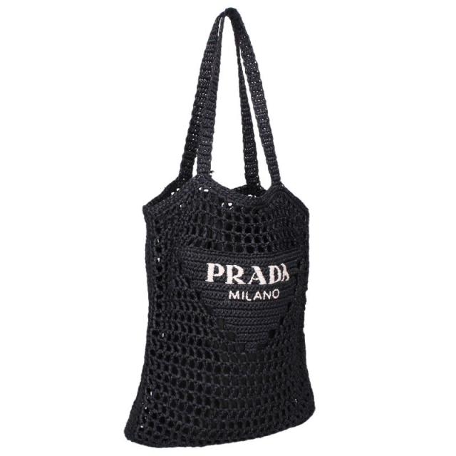 プラダ   1BG393 ラフィア三角ロゴデザインメッシュトートバッグ 中古 SB01