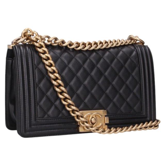 シャネル サイズ:25  ボーイシャネル25 ラムスキンチェーンレザーショルダーバッグ 中古 SS13