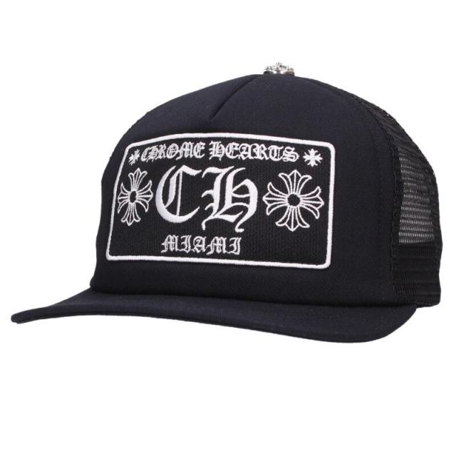 クロムハーツ   TRUCKER CAP トラッカーキャップ マイアミ限定CHパッチクロスボール付メッシュキャップ帽子 中古 SJ02