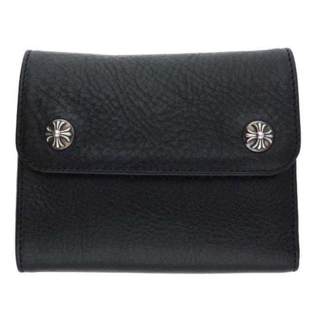クロムハーツ   WAVE MINI ウェーブミニ クロスボールボタンレザーウォレット財布 中古 OS06
