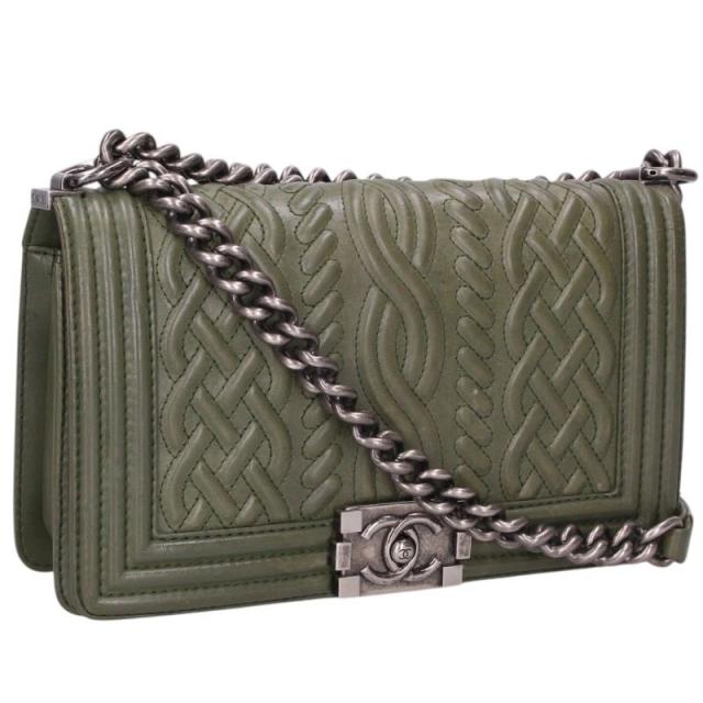 シャネル サイズ:25  ボーイシャネル25 デザインステッチラムスキンチェーンショルダーバッグ 中古 SB01