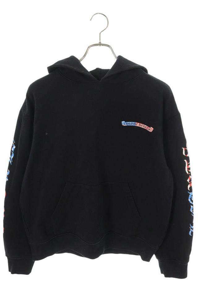 クロムハーツ サイズ:L  PPO US SCRL HD PLVR アメリカンフラッグロゴプルオーバーパーカー 中古 NO05