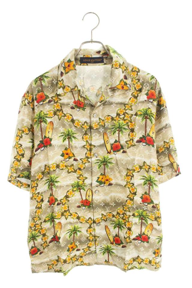 ルイヴィトン サイズ:M  24AW  RM242MM KNC HRS12W モノグラムフラワー柄シルク半袖シャツ 中古 SB01