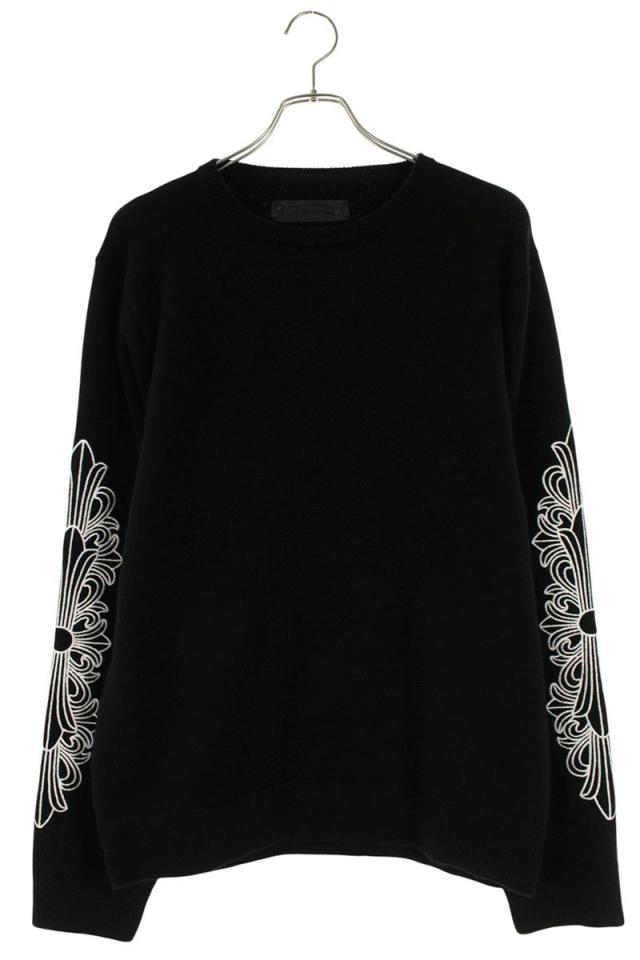 クロムハーツ サイズ:L  U LIFE SENTENCE 袖フローラル刺繍カシミアニット 中古 SJ02
