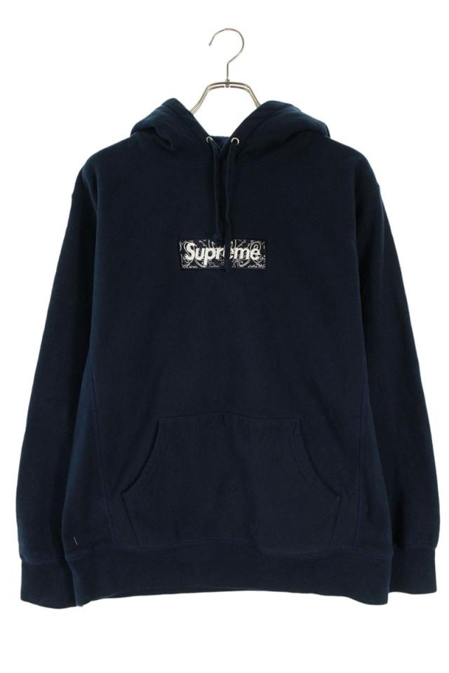 シュプリーム サイズ:L  19AW  Bandana Box Logo Hooded Sweatshirt バンダナボックスロゴプルオーバーパーカー 中古 SB01