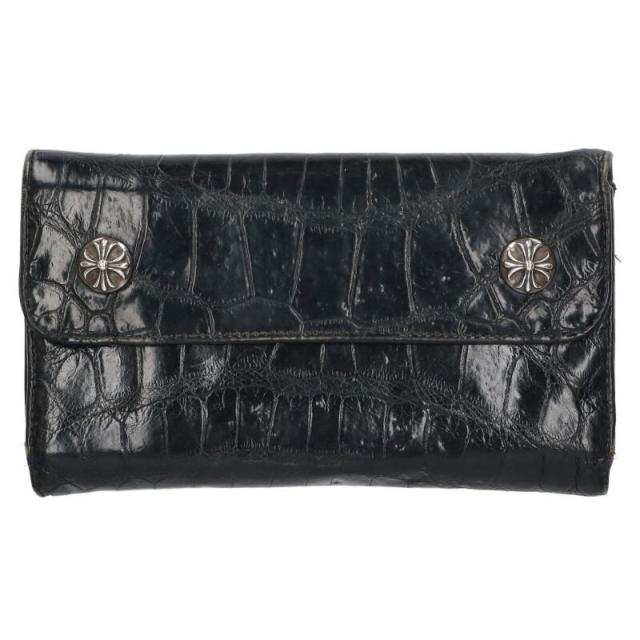 クロムハーツ   WAVE ALLIGATOR ウェーブアリゲーター クロスボタンアリゲーターレザーウォレット財布 中古 SJ02