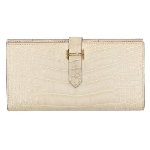 エルメス   ベアンスフレ W刻印 G金具 アリゲーターマット ベトン財布 中古 SS13