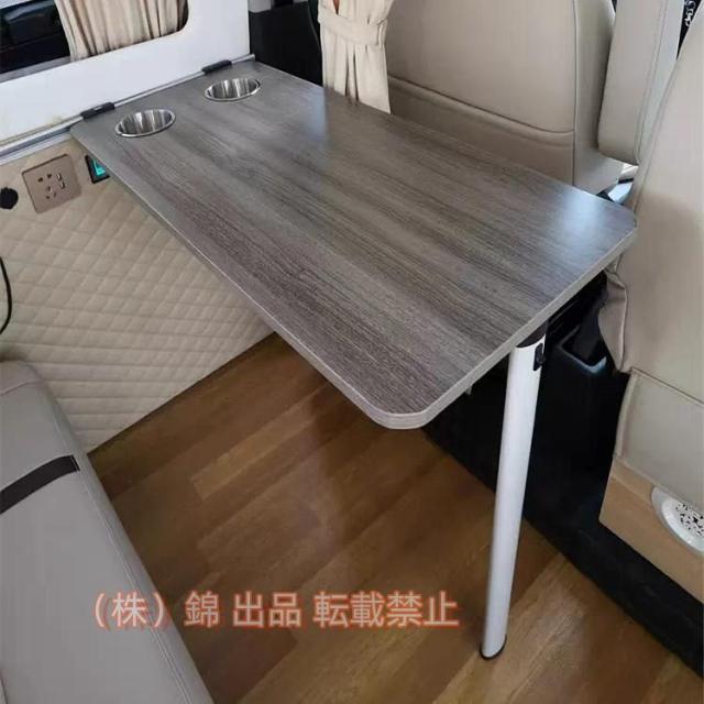 キャンピングカ用のダイニングテブル2カップスロット付き丸型RVテブルキャンピングカボトキャラバンバン株式会社錦キャンピングカ用家具インテリア39.5×79.5c
