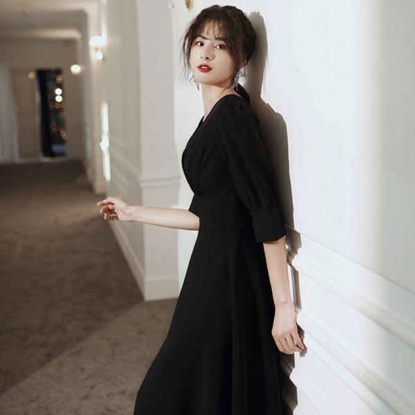 喪服 ワンピース レディース 礼服 長袖 きれいめ ロング丈 ハイ