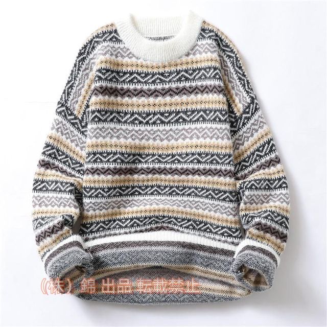 暖 裏フリース ニット セーター メンズ あったか 秋 冬 トップス 長袖 アウター 厚手 防寒着 保温 株式会社錦ルームウェア カジュアル 父の日 ギフト