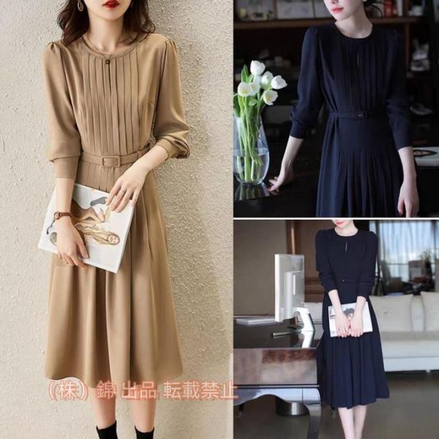 ワンピース レディース 40代 春 ロングワンピース きれいめ Aラインワンピース ハイウエスト 株式会社錦着痩せ フォーマル 膝丈 卒業式 入学式 秋 通勤 OL