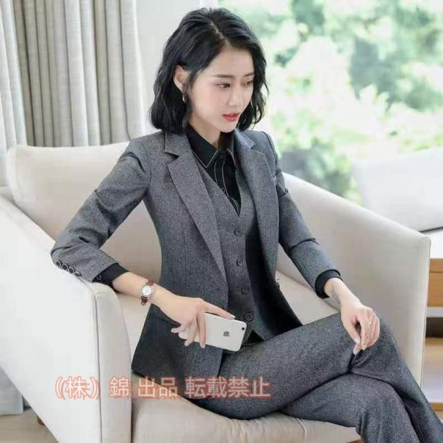 リクルートスーツレディース4点セットベスト付きスーツビジネススーツセットアップスーツ株式会社錦フォーマルパンツスーツスカートスーツ就活面接オフィスOL