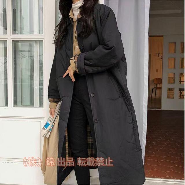 中綿入り　ステンカラーコート　防寒　暖かい　トレンチコート　長袖　ベージュ　通勤　お出かけ　ロングコート　株式会社錦女子会20代30代40代50代60代