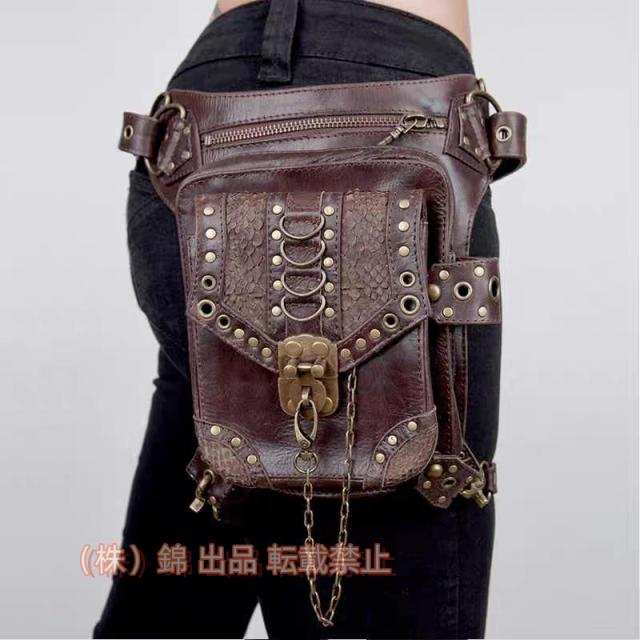 ヒップバッグ レッグバッグ PUレザー ホルスター レディースレザーゴシックスチームパンクウエストバッグドロップレッグアームバッグウエストショルダーショルダ