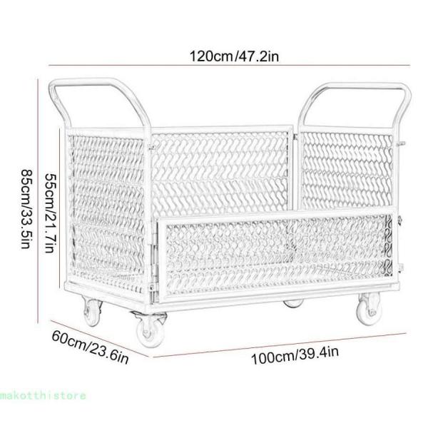 台車プラットフォームトラック手すりと4つの側面で、多機能ポータブル