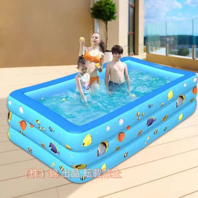 ビニールプール3気室長方形プール5-6人用大型プールボールプールと水プール両用子供用プール錦屋上/ベランダ/お庭/保育園/幼稚園設置可能家庭用プール可愛い