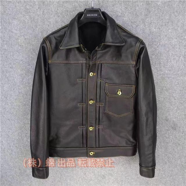 特売！ シープスキン ファーストタイプ Gジャン ライダース レザージャケット ブラック 株式会社錦UNION MADE 506 1st Type 牛革