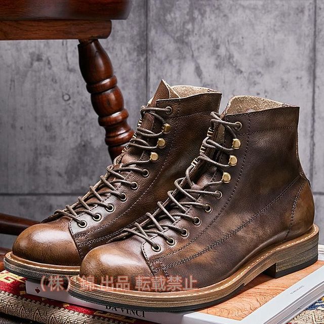 モンキーブーツ ラインマンブーツ レースアップ 本革 レザー カジュアル メンズ 株式会社錦 男性 ブラック ブラウン 歩きやすい